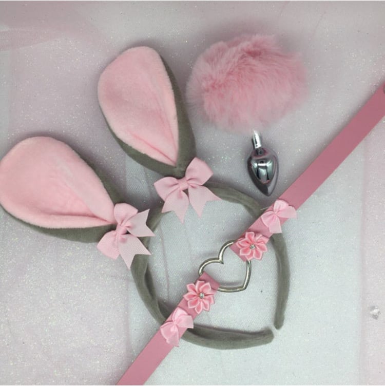 Gray/Pink Bunny PetPlay Set | Daddies Little Monsterz
