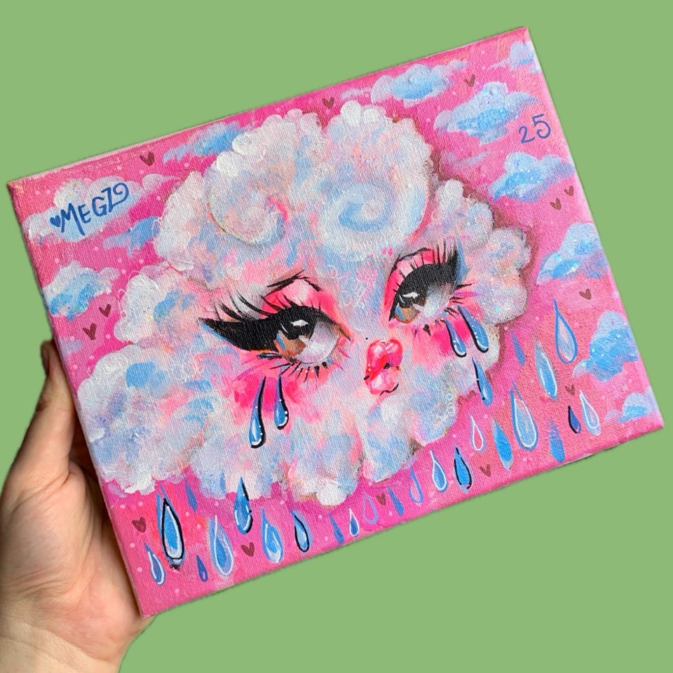 RHINESTONE SUN & MOON (original) | ART BY MEGZ