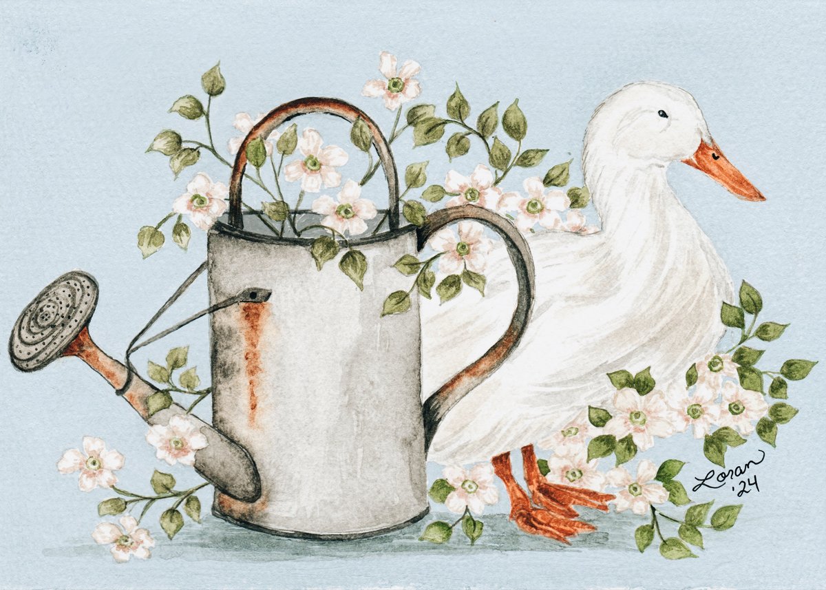 Spring Garden Duck | Original 6x8” Watercolor & Gouache Painting ...