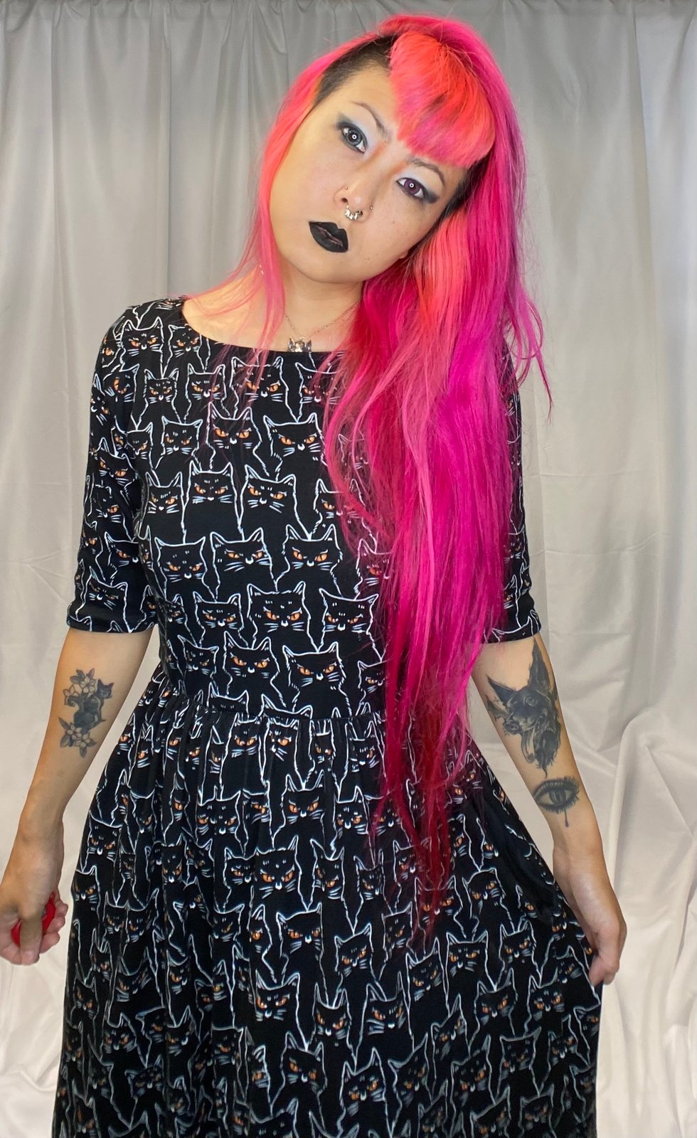 Black Kitty Cat Dress with Pockets | sophireaptress