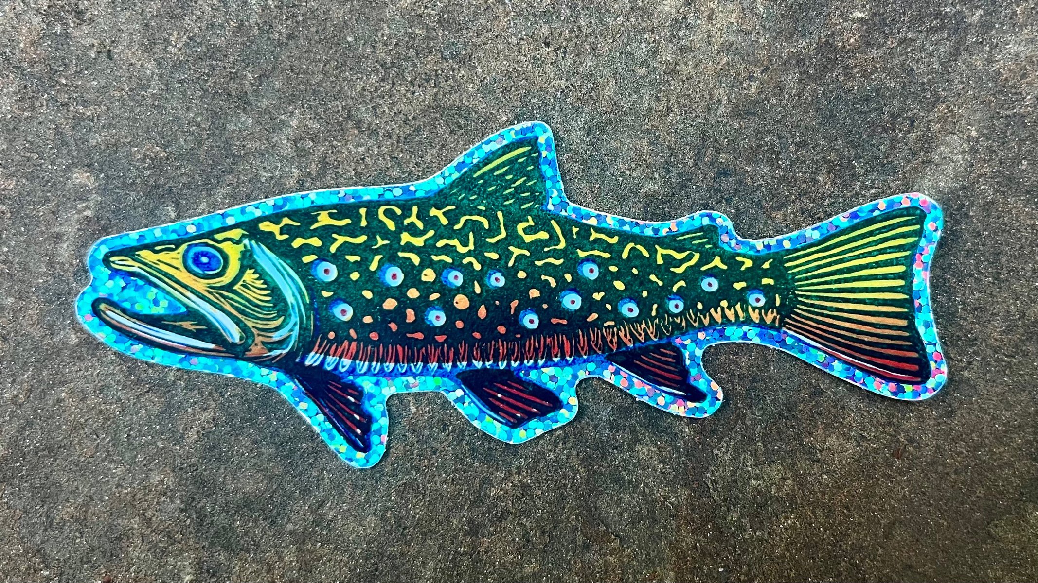 Brook Trout glitter sticker | Party Time Design