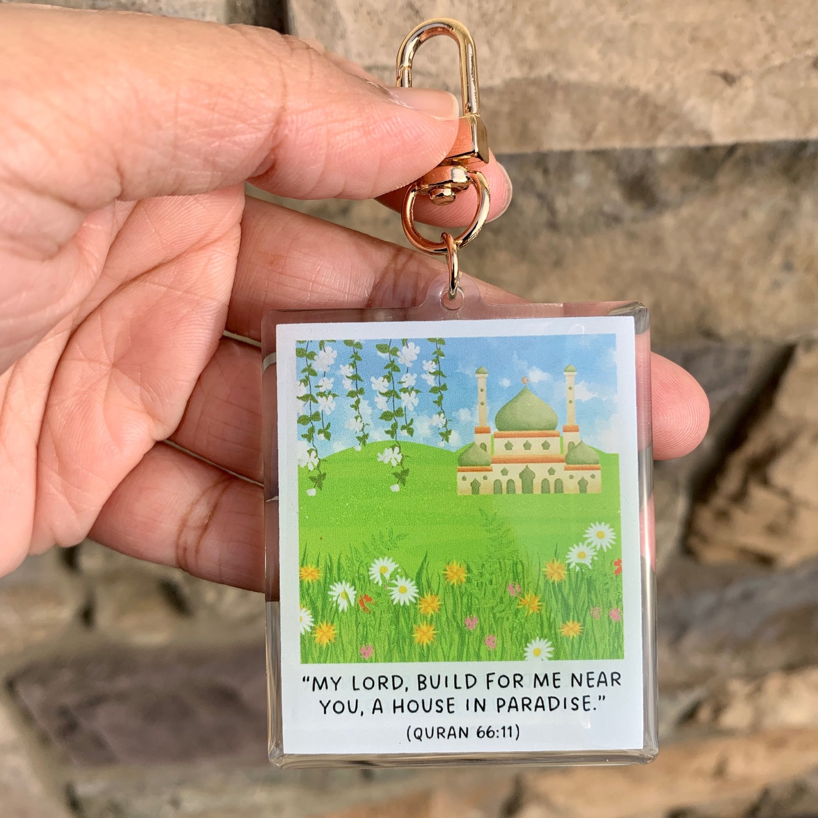 Islamic Quran Quote 66:11 Polaroid Keychain | Farrin Creates