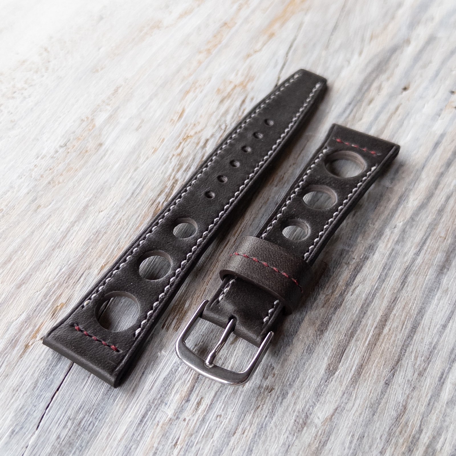 Vintage Heuer / Omega style Rally strap - Dark Grey | Watchstrapheaven
