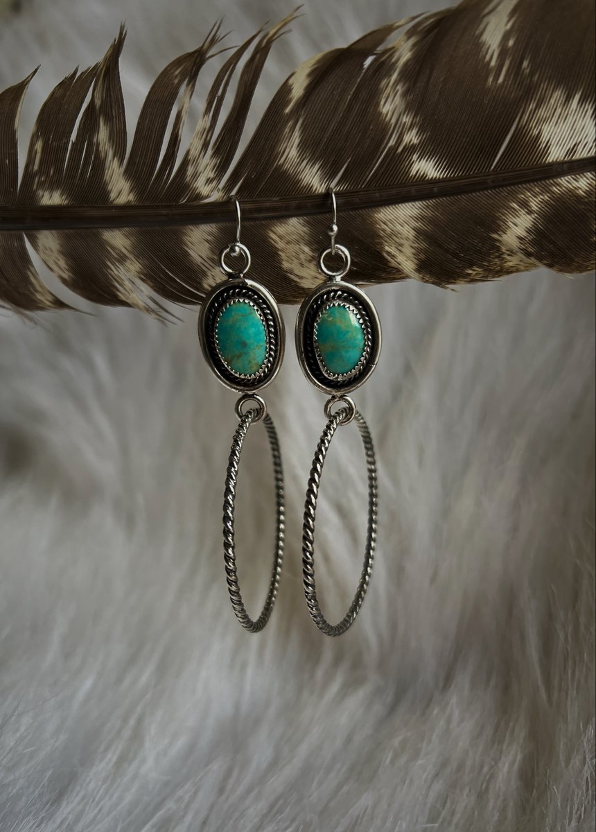 Bad Companion Silver — Kingman Turquoise Hoops - Pair 1