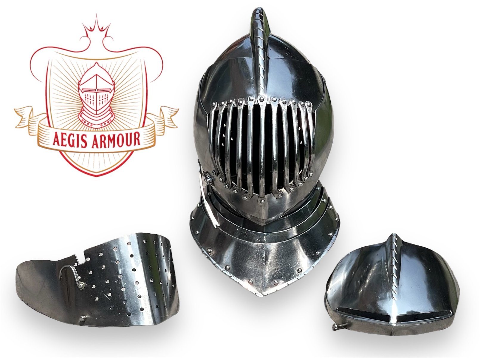 16th Century close helmet with two visors - Mild Steel | Aegis Armour