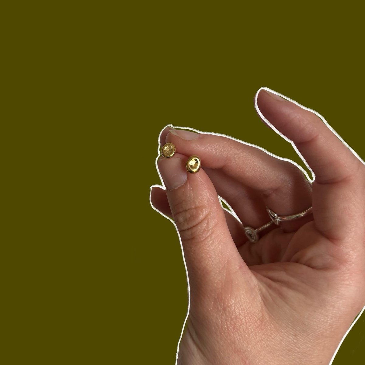 #4 Small Dimple Pebble Studs ( Silver and Gold) | Roisin Connolly