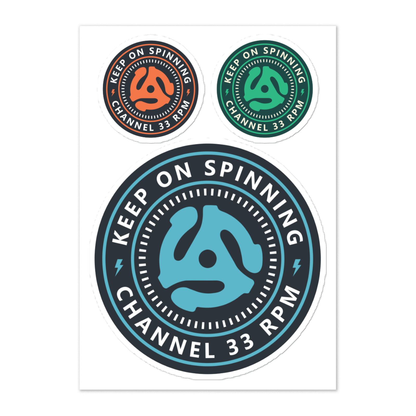 Keep on Spinning sticker sheet | Channel33RPM