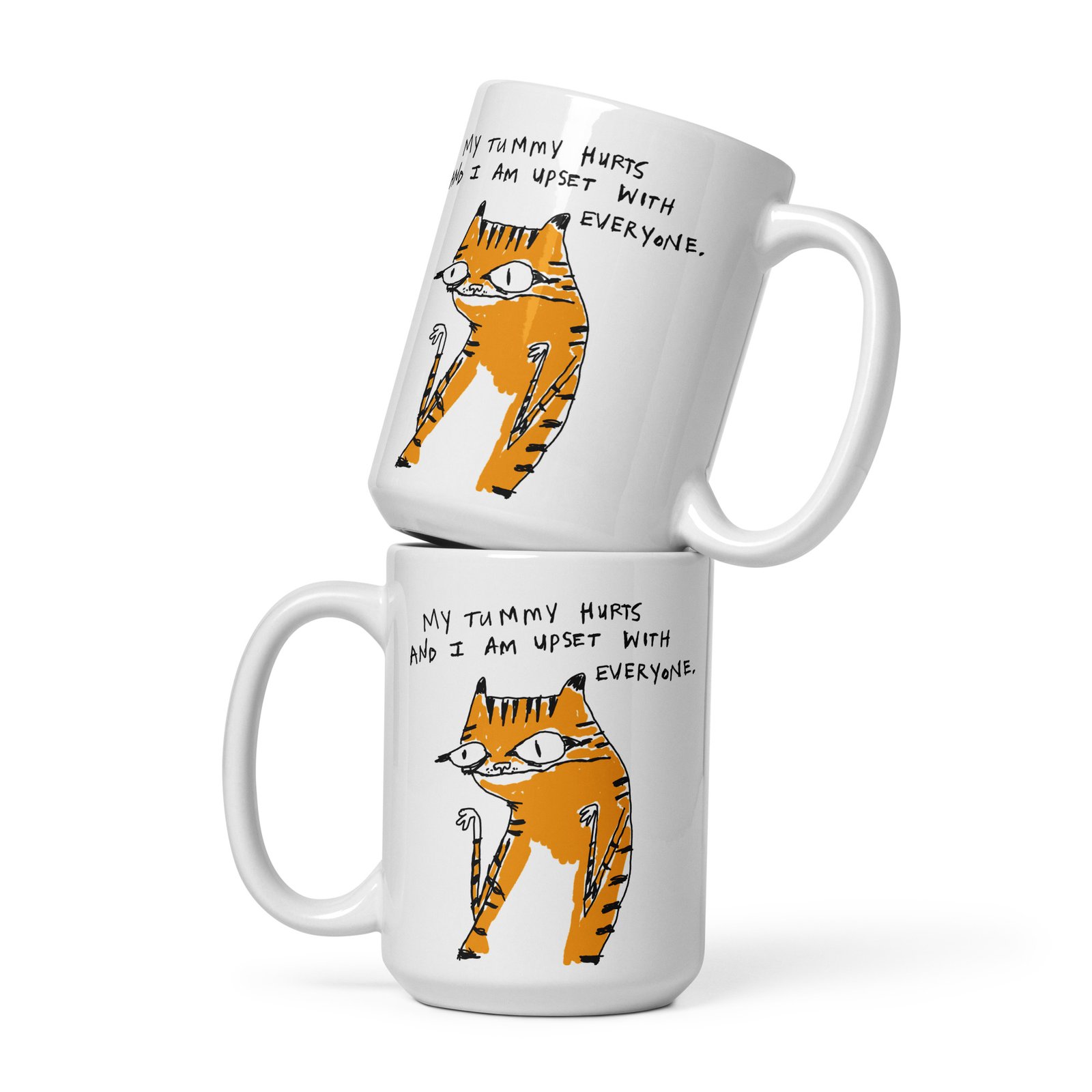upset with everyone White glossy mug | Batsyhead