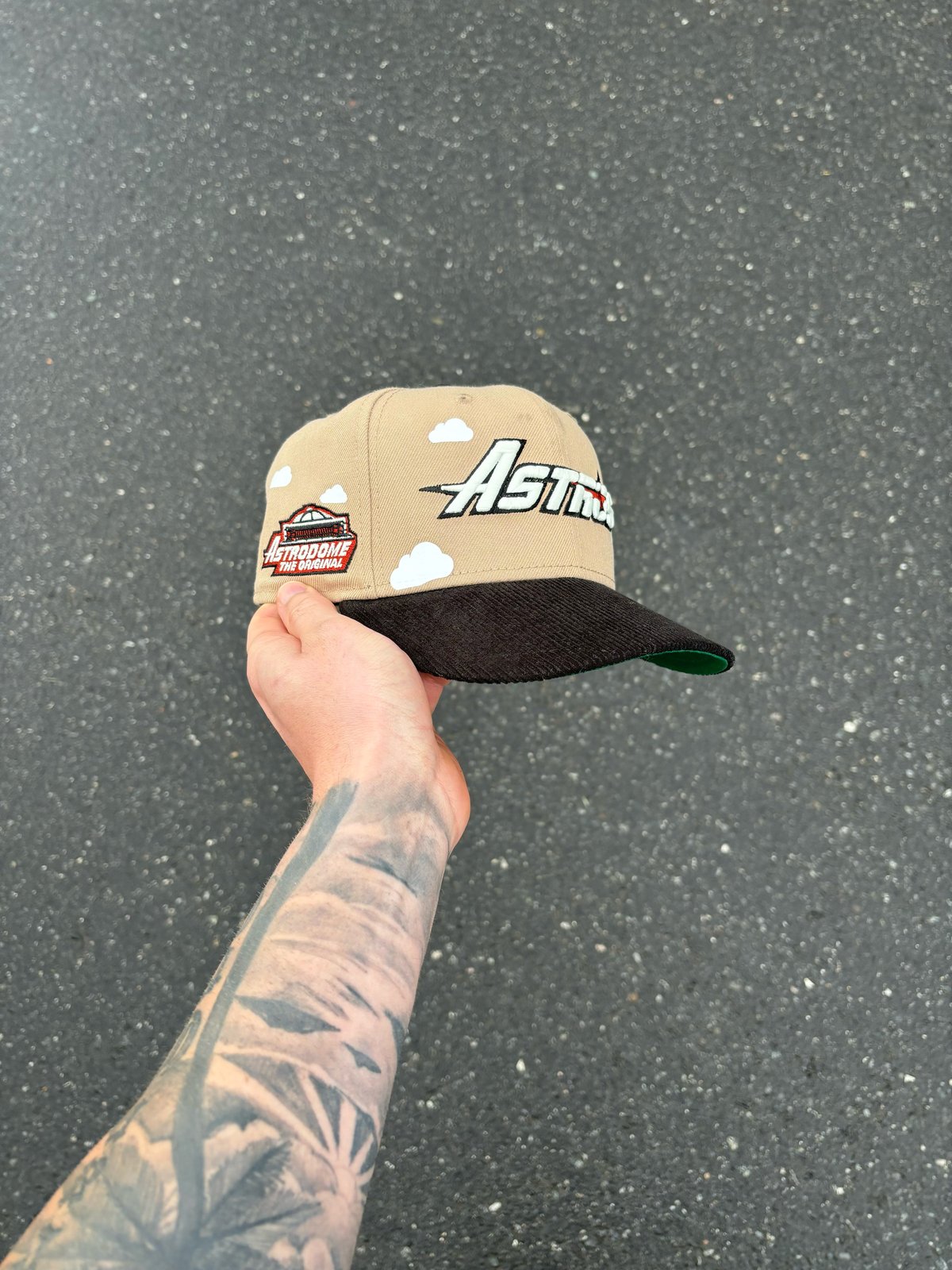 CORDUROY BRIM SAND HOUSTON ASTROS CUSTOM FITTED CAP | WORLDWIDE RANK LLC