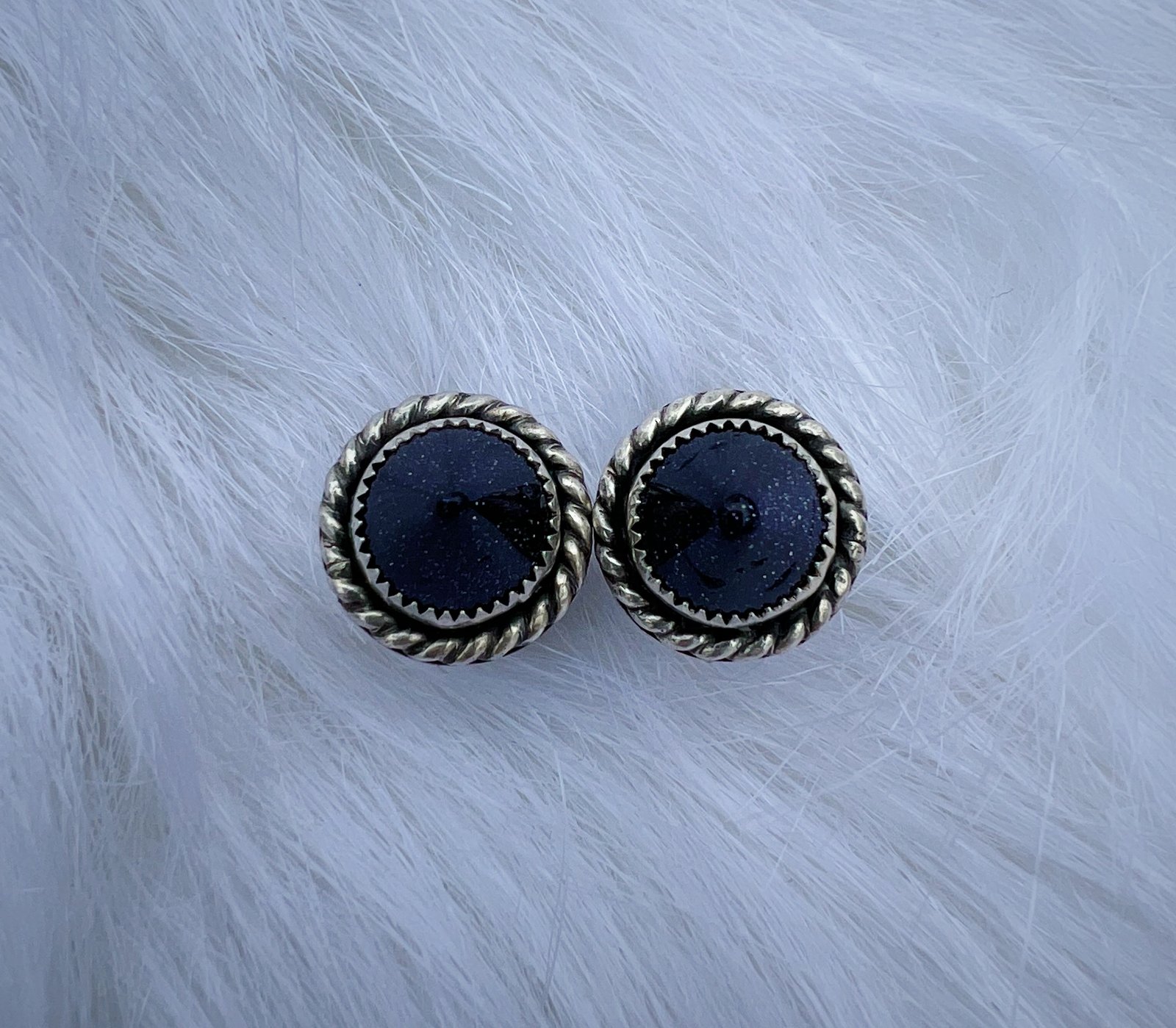 Bad Companion Silver — Midnight Blue Goldstone Spike Bolts