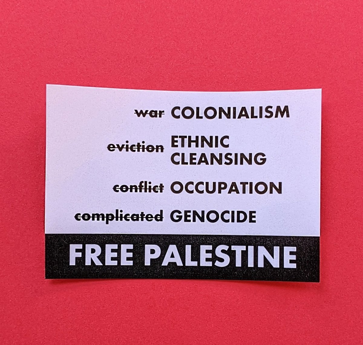 not war, colonialism...FREE PALESTINE (sticker) | Better World Prints