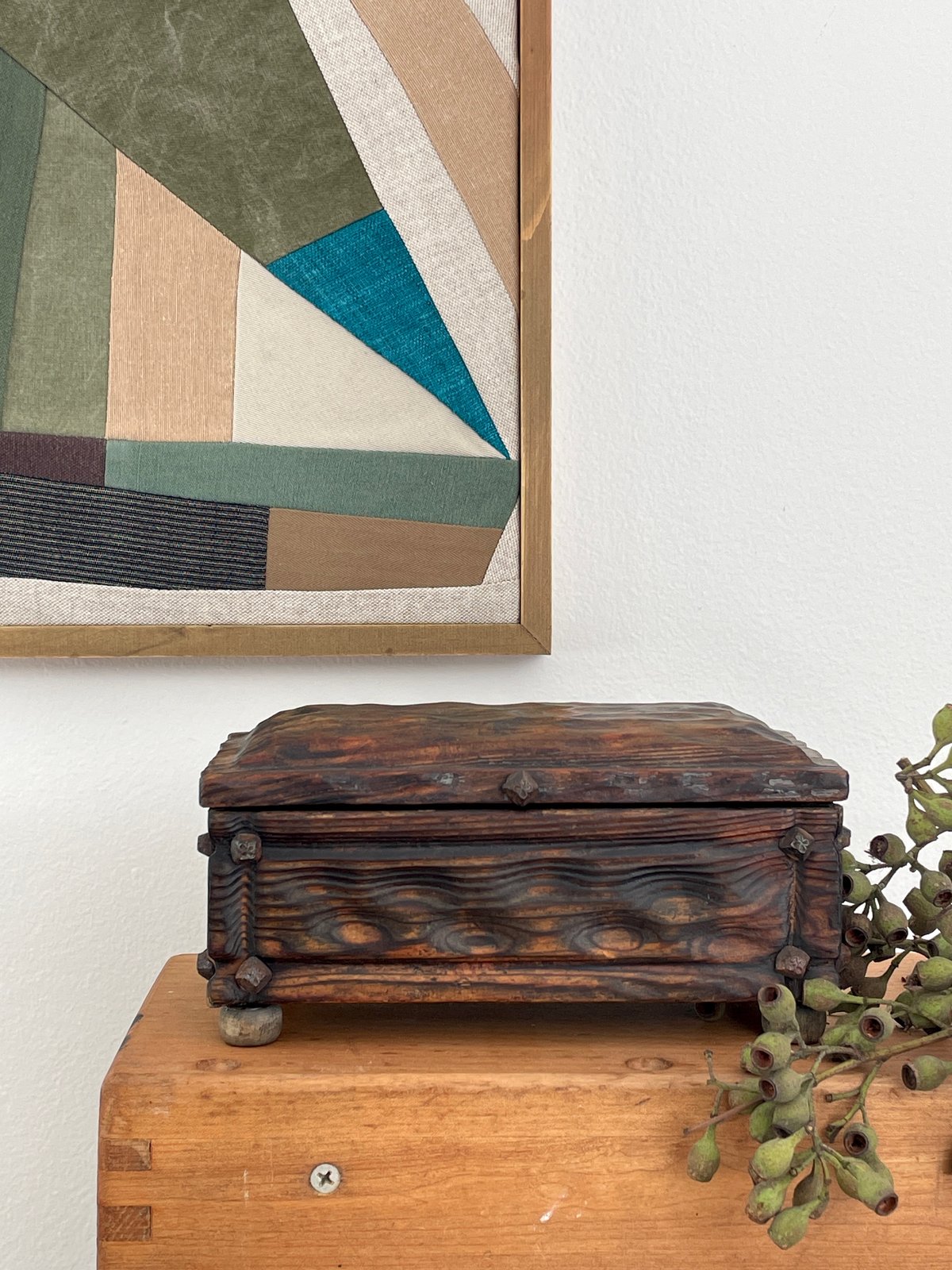 SPANISH MISSION STYLE CARVED WOOD BOX | Den & Delve Shop