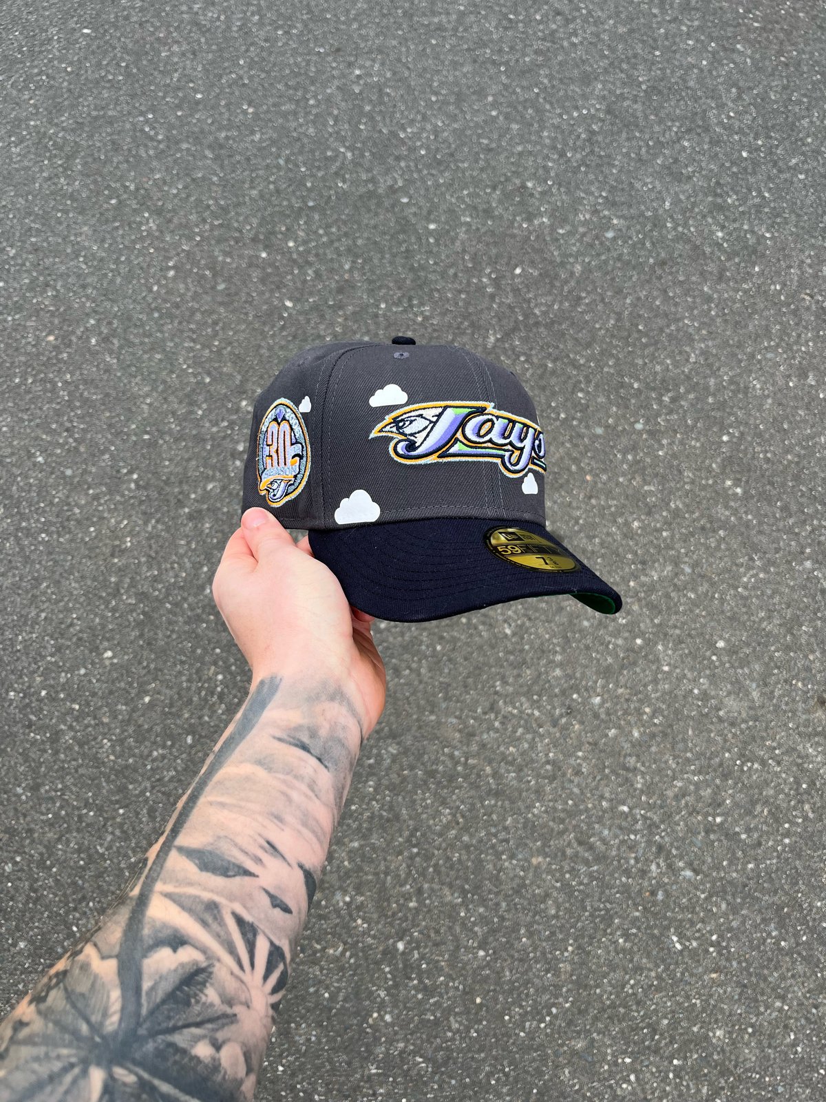 GREEN BRIM PARTLY CLOUDY TORONTO BLUE JAYS CUSTOM FITTED CAP ...