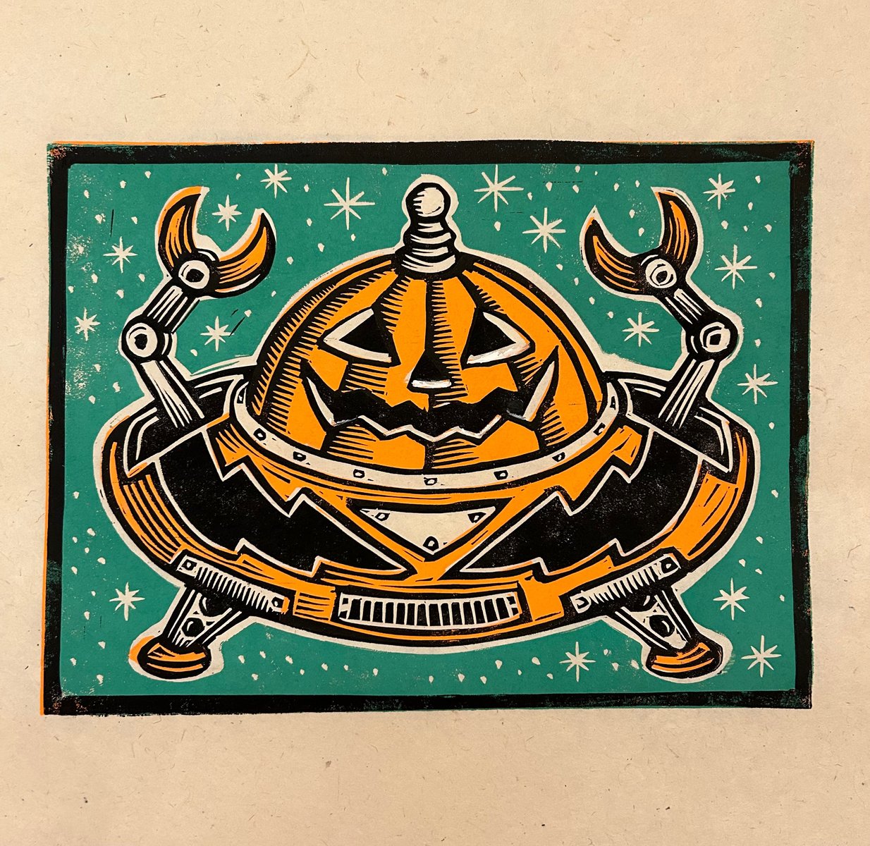 Space Pumpkin Block Print | Brian Reedy