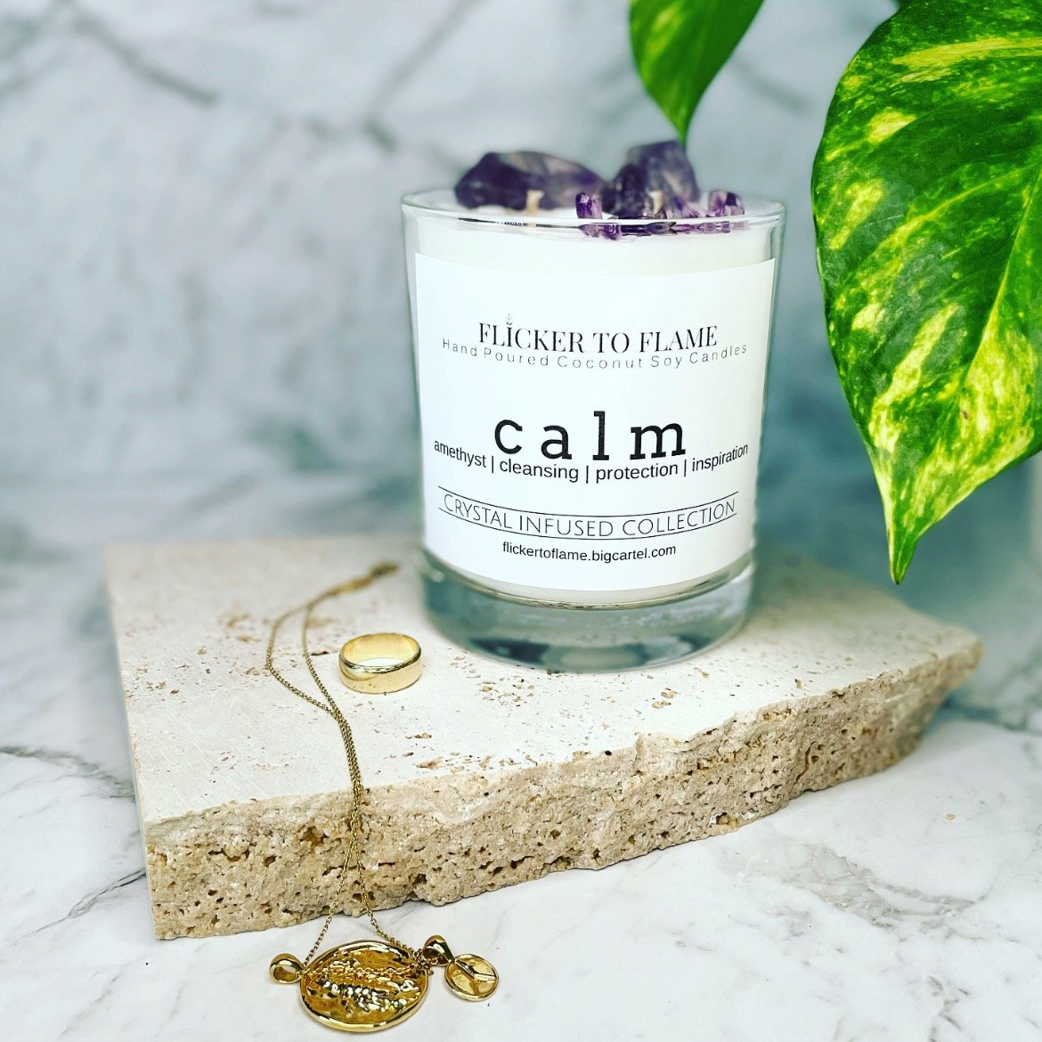 Crystal Infused Candle 450g - AMETHYST **ONLY 10 AVAILABLE** | Flicker ...