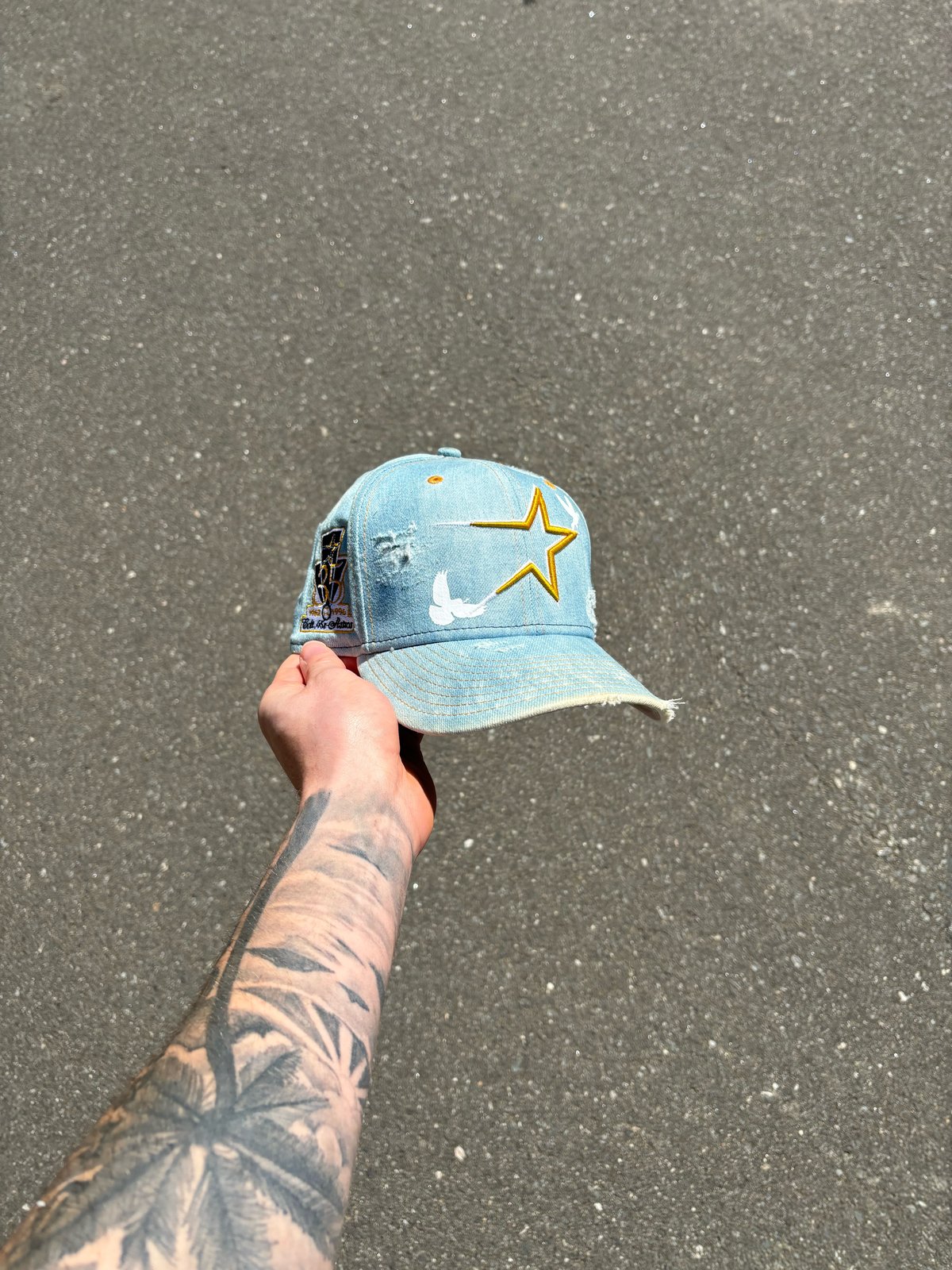 STRESSED LIGHT WASHED DENIM HOUSTON ASTROS CUSTOM FITTED CAP ...