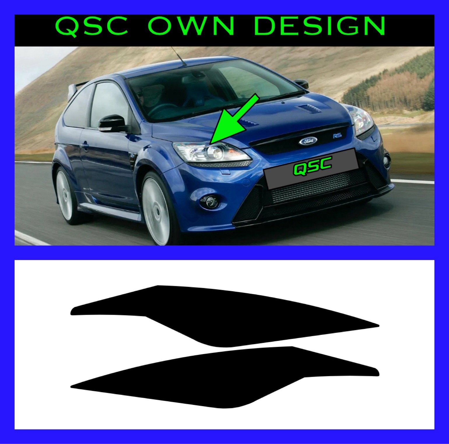 X2 Ford Focus Mk2 Black Eyebrow Sticker | QsCustom