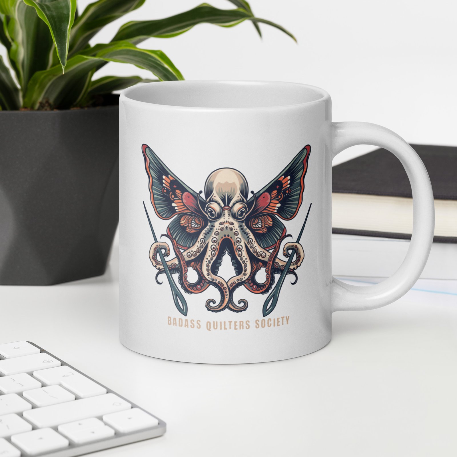 Strange and Unusual White glossy mug- 20 ounce size! | BadAss Quilters Shop