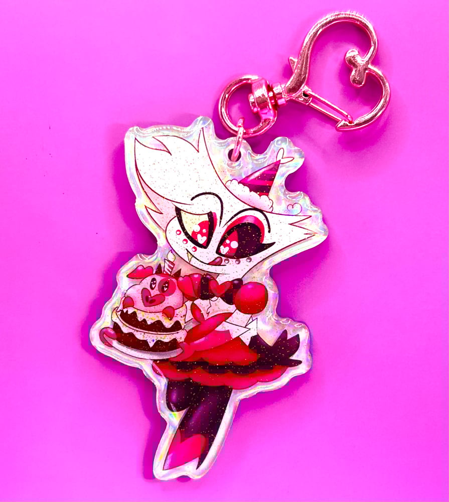 Angel Dust Chibi B-Day Bash Charm | Destiny Doodles