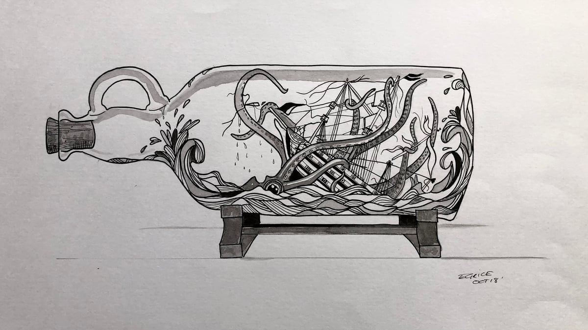 Ship in a bottle | Visual Artist Emma Grice