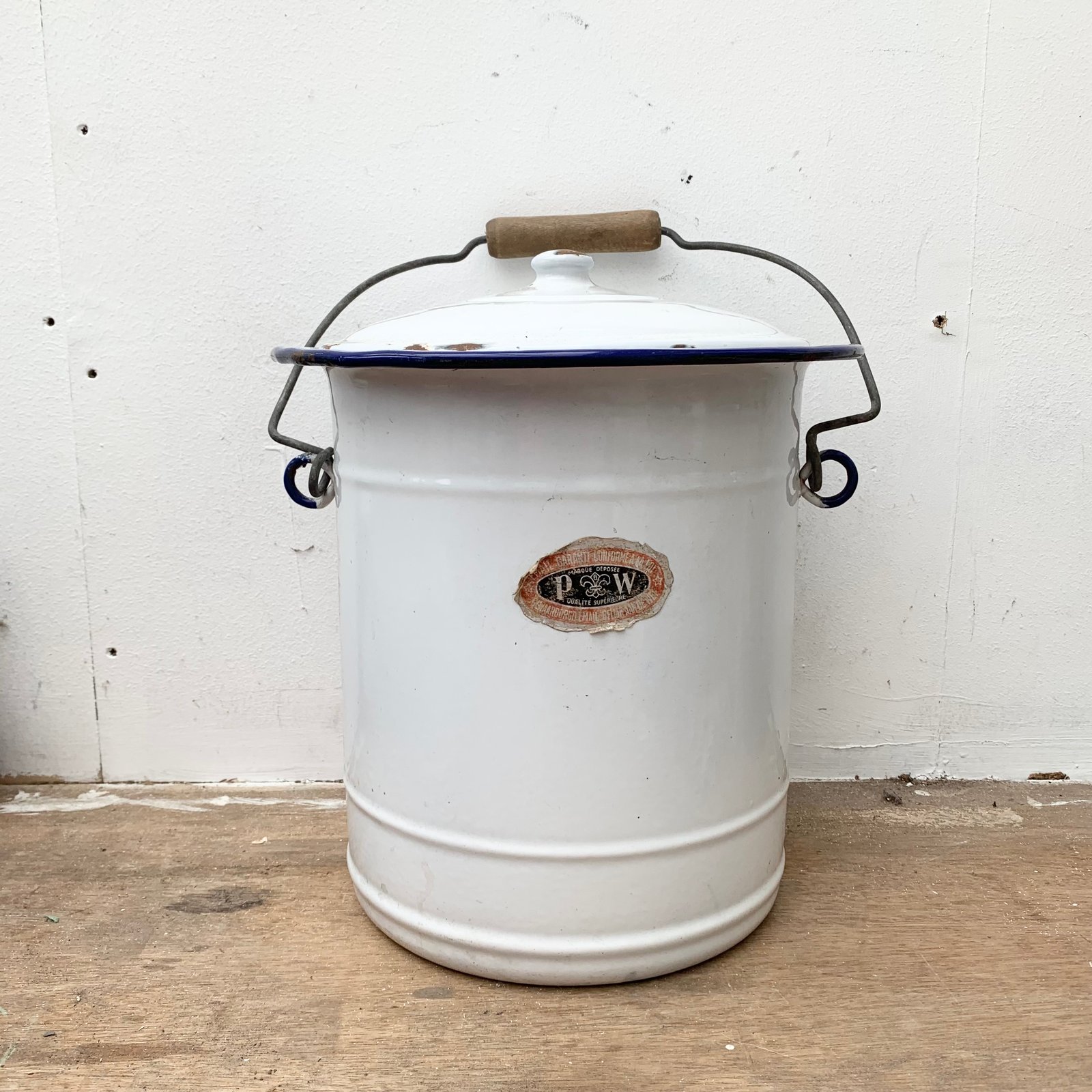 French vintage enamel pail | find