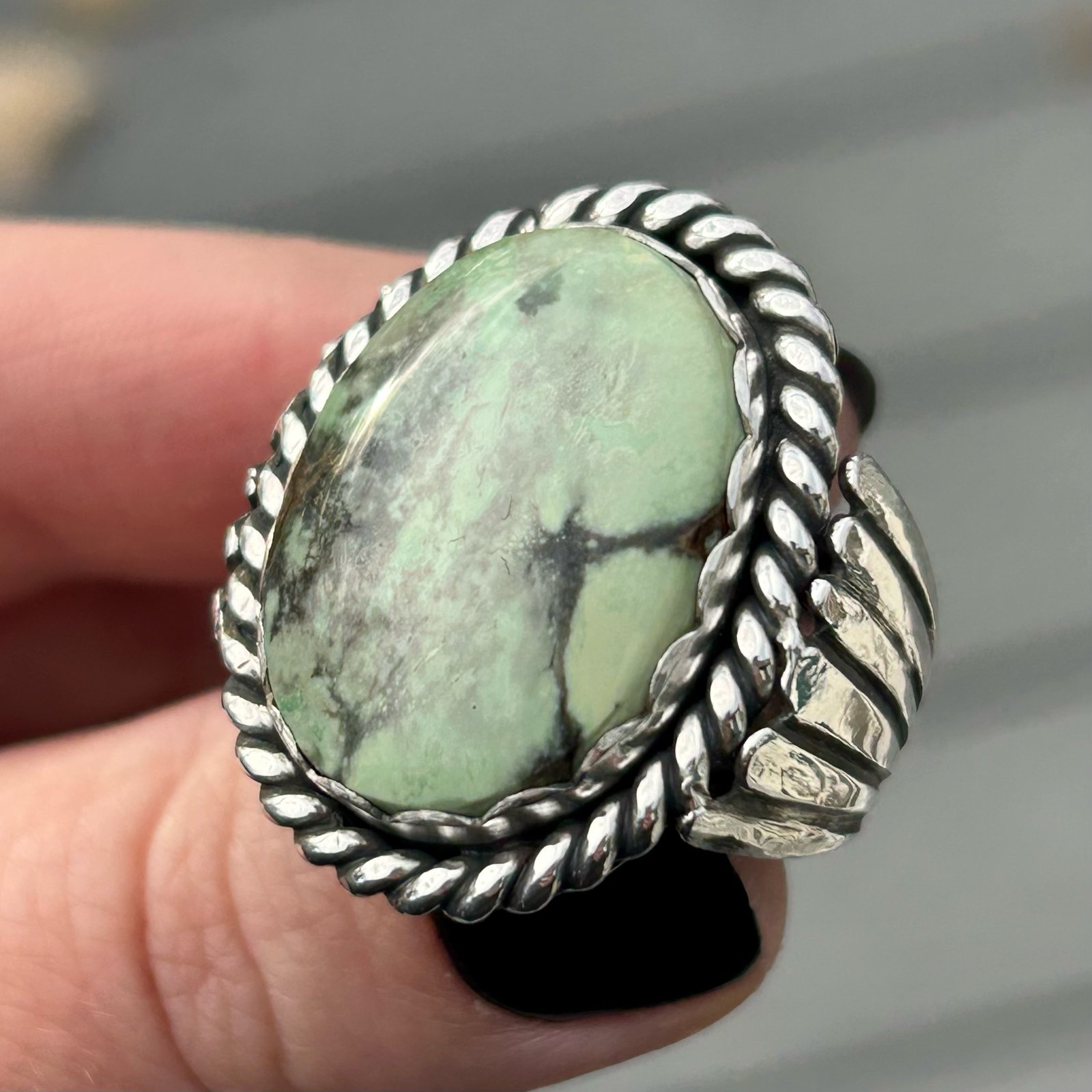 Amanda Fae SLC — Oval Damele Variscite Handmade Sterling Silver Ring