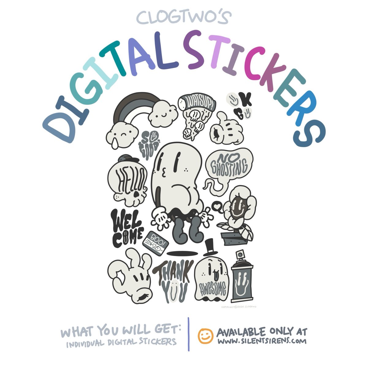 INKTEN GHOST STICKERS | SilentSirens by Ink and Clog Studio