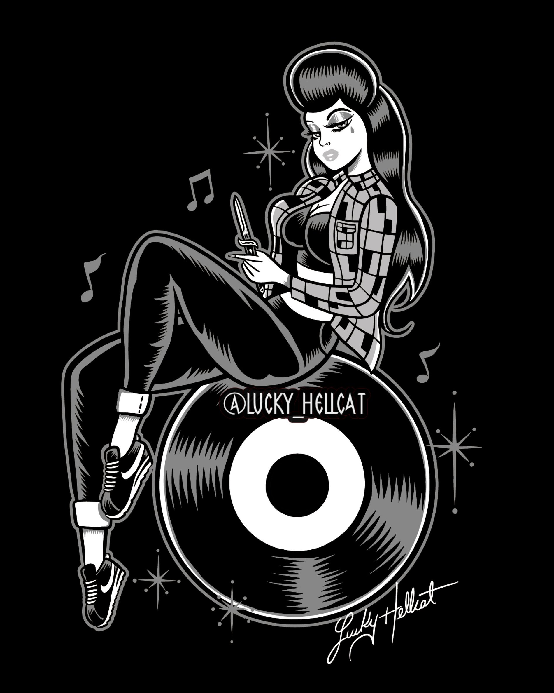 Vintage Rock N Roll Gangster 8x10 Signed Print | Lucky Hellcat