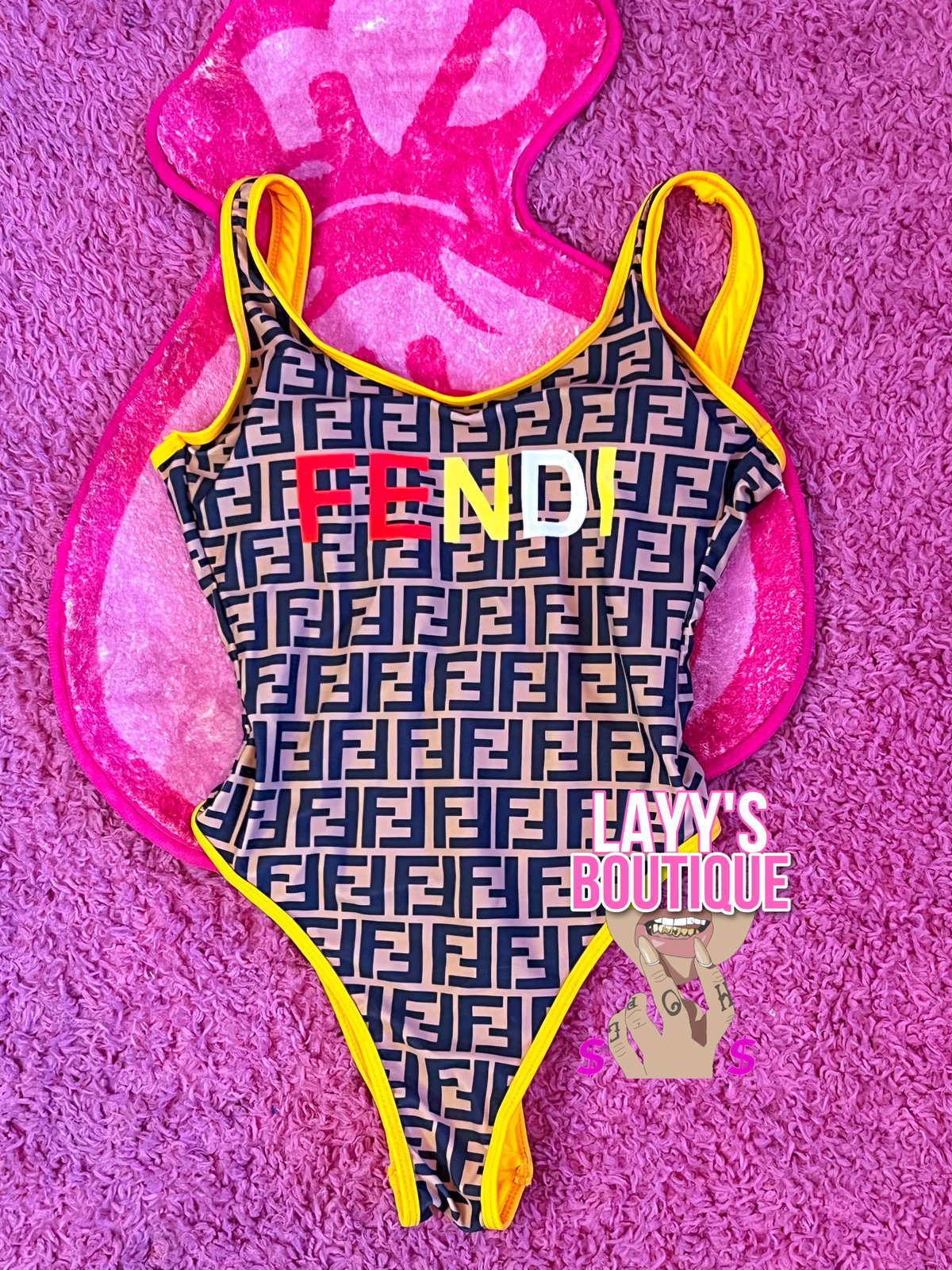 Colorful Fendi One Piece Bathing Suit | Layys Closet
