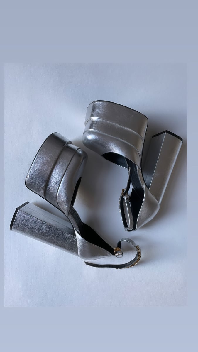 VERSACE PLATFORM SILVER | Trunk Show Designer Consignment