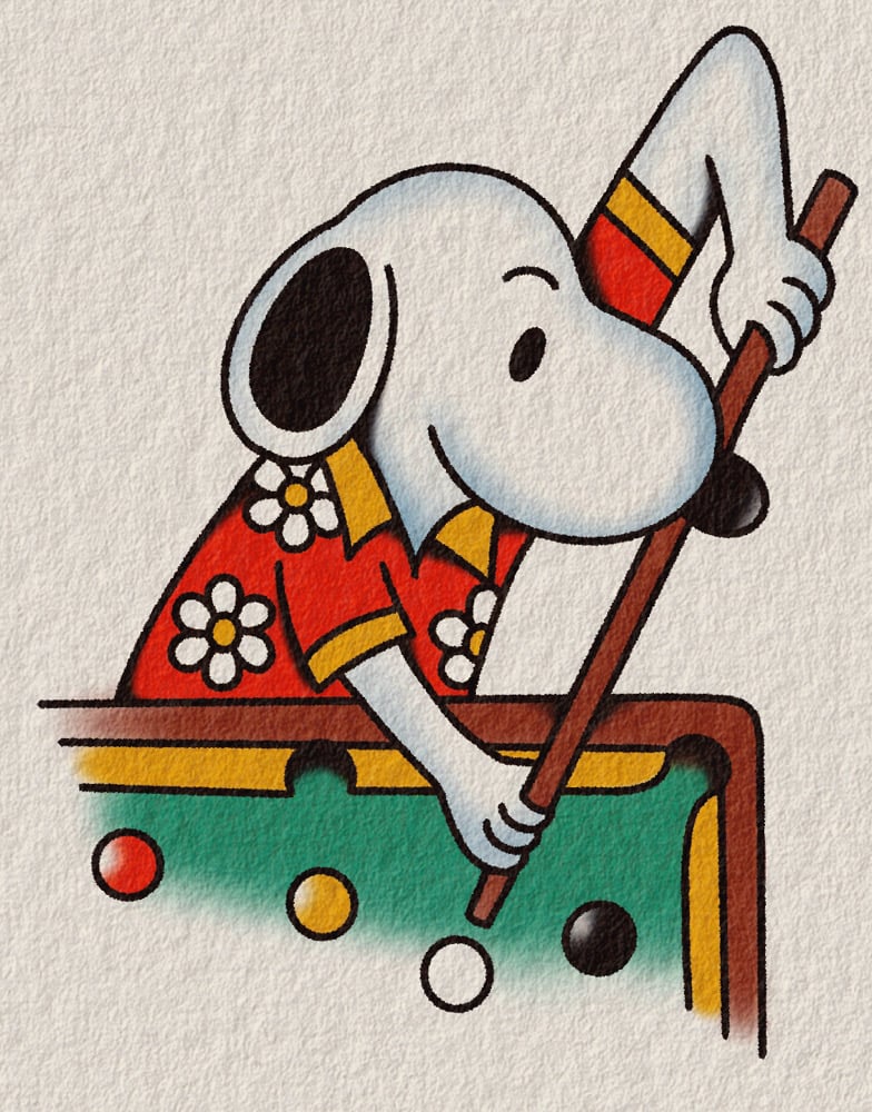 Snoopy Loves to play pool | MARKET PLACE STUDIO