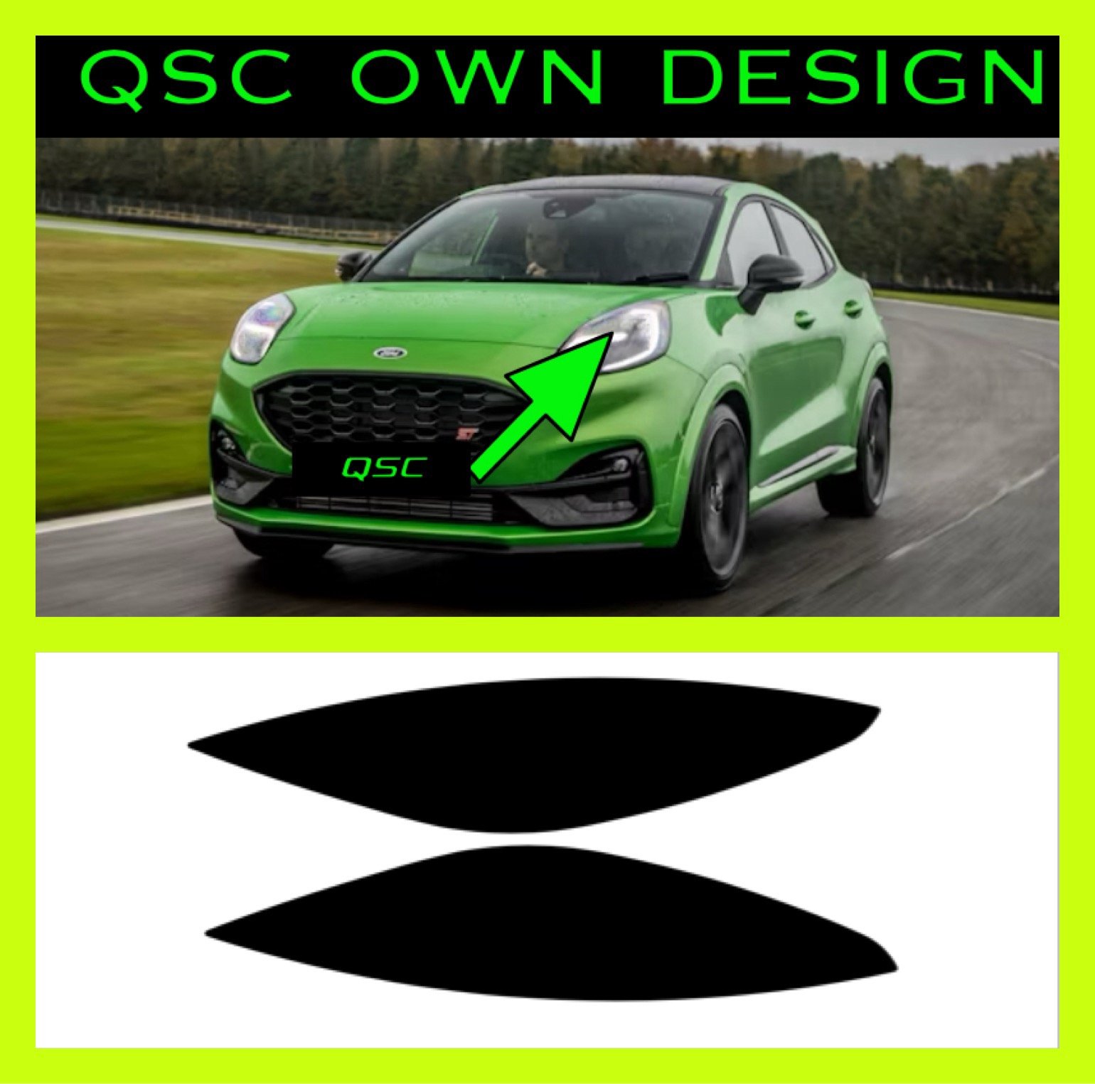 X2 Ford Puma 2019 Onwards Black Eyebrow Decals | QsCustom