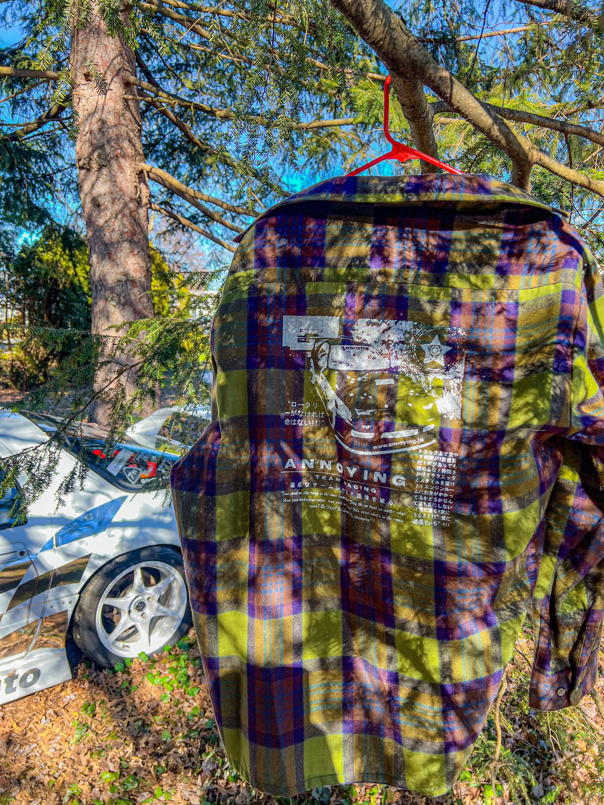 Custom vintage screen print flannel | Annoying Team Racing!