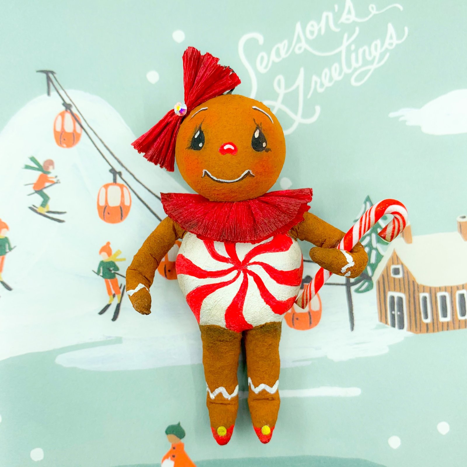 Large Peppermint Gingerbread Gal I | Spun Cotton Ornament Co.