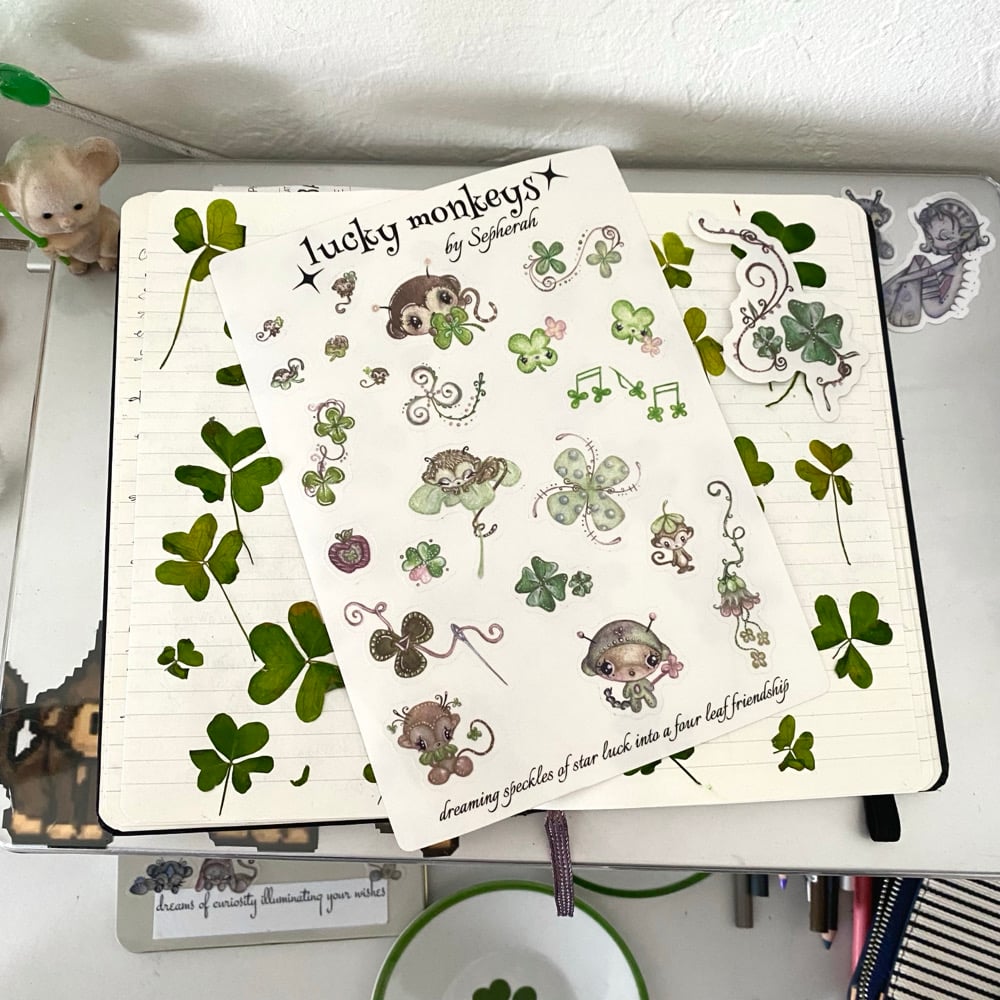 lucky monkeys transparent sticker sheet (22pc) | Seph