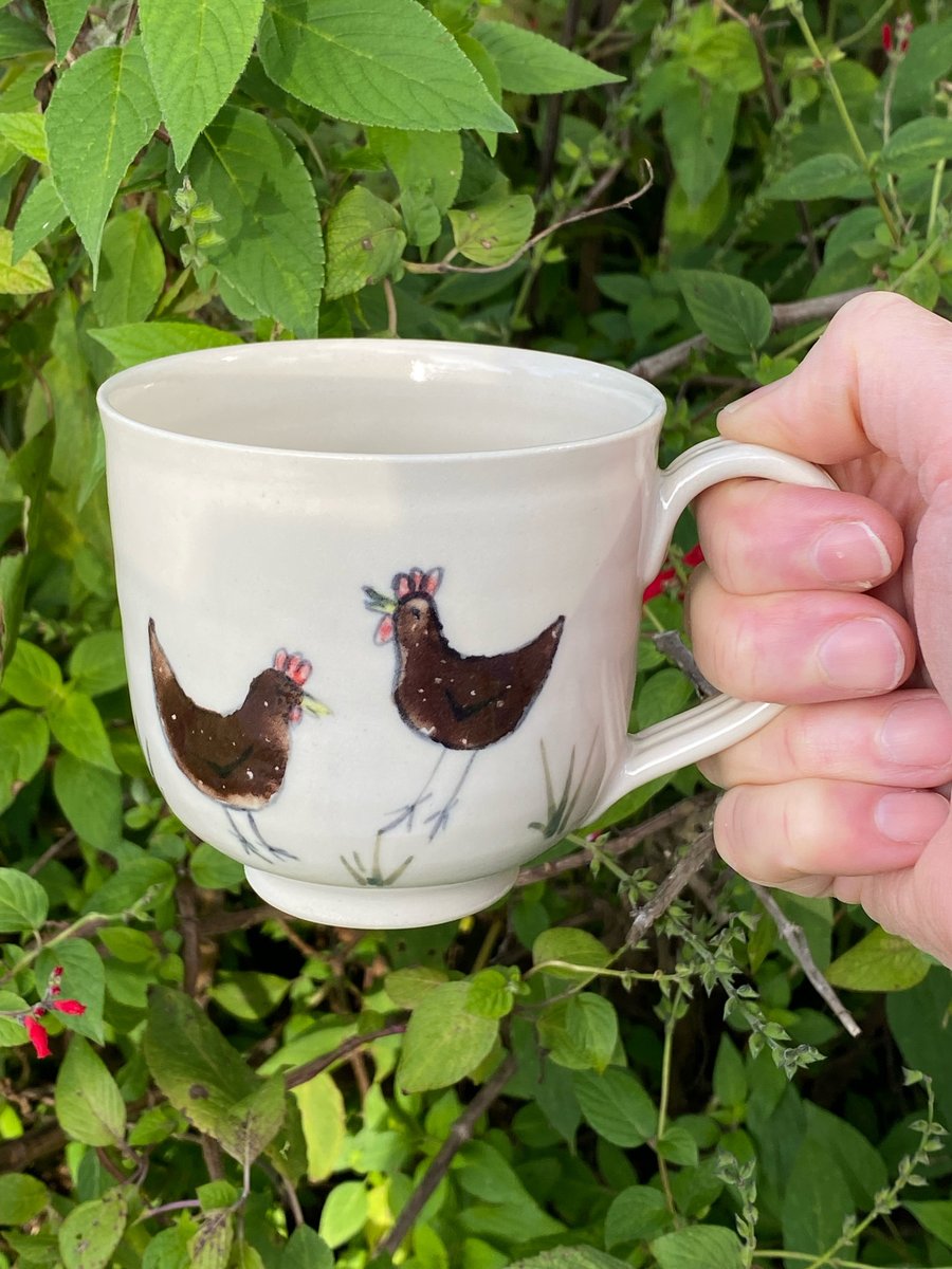 Hen Decorated Stoneware Mug | Ebsworth Pots