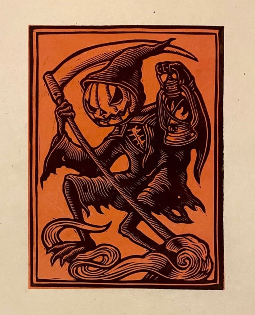 Pumpkin Reaper Block Print | Brian Reedy
