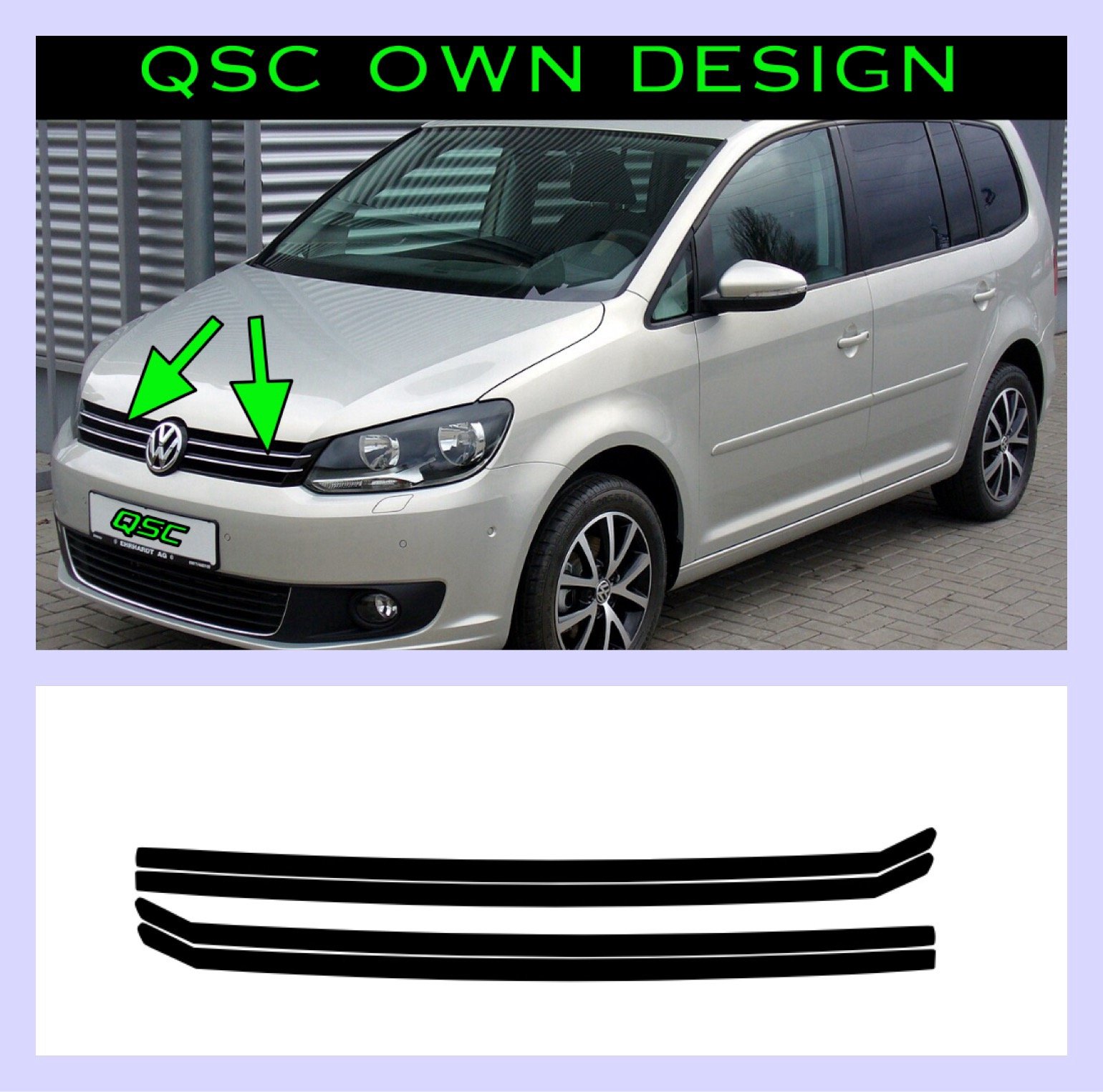 X4 Vw Touran Front Grill Dechrome Stickers | QsCustom