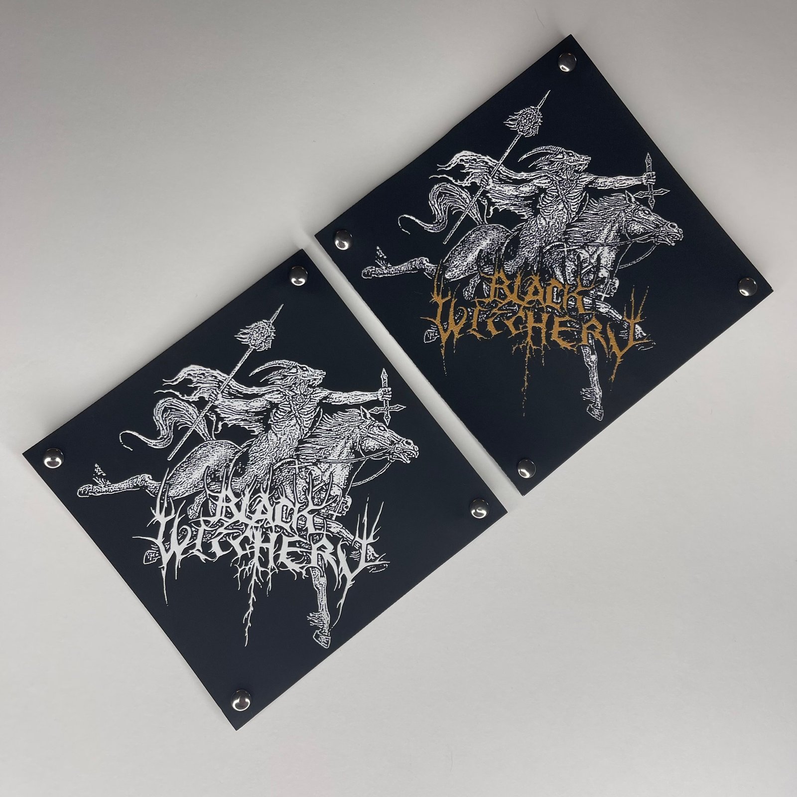 Black Witchery Carved Faux Leather Patch With 4 Studs Attached | Armed ...