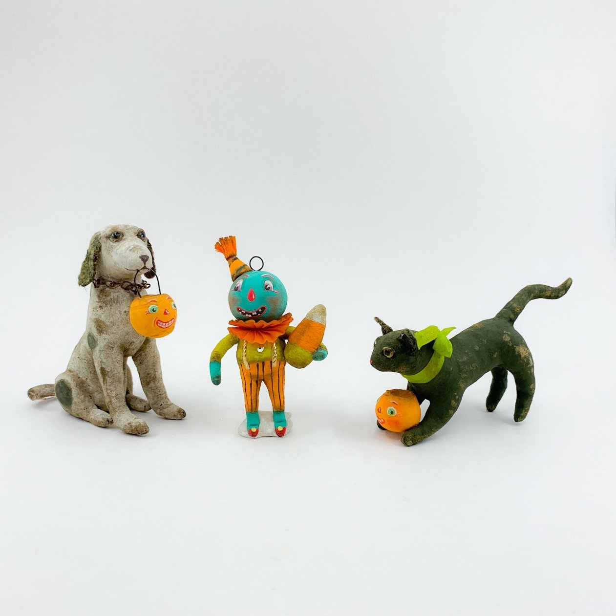 Antique inspired Playful Black Cat with Jack O' Lantern(free-standing ...