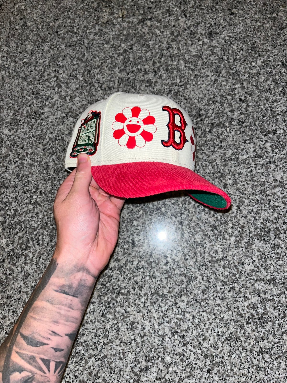 GREEN BRIM CORDUROY BOSTON RED SOX CUSTOM FITTED CAP | WORLDWIDE RANK LLC