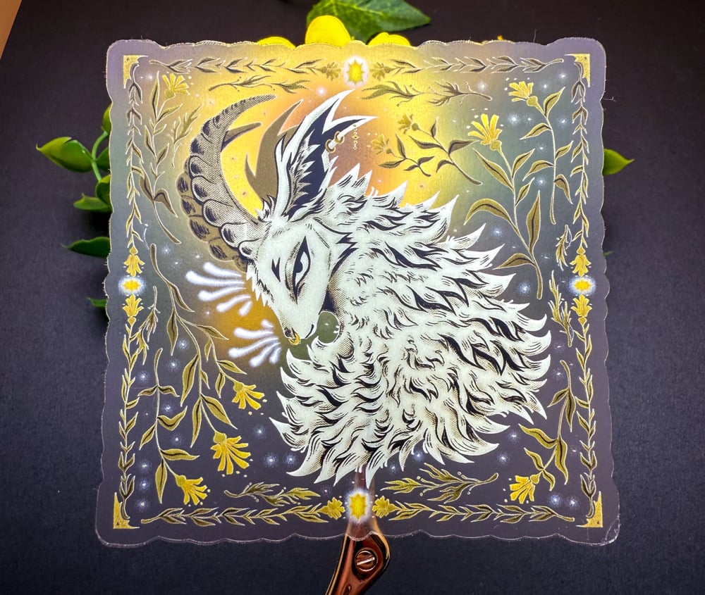 (Transparent) Floral Goat Sticker | Mothsprout Art