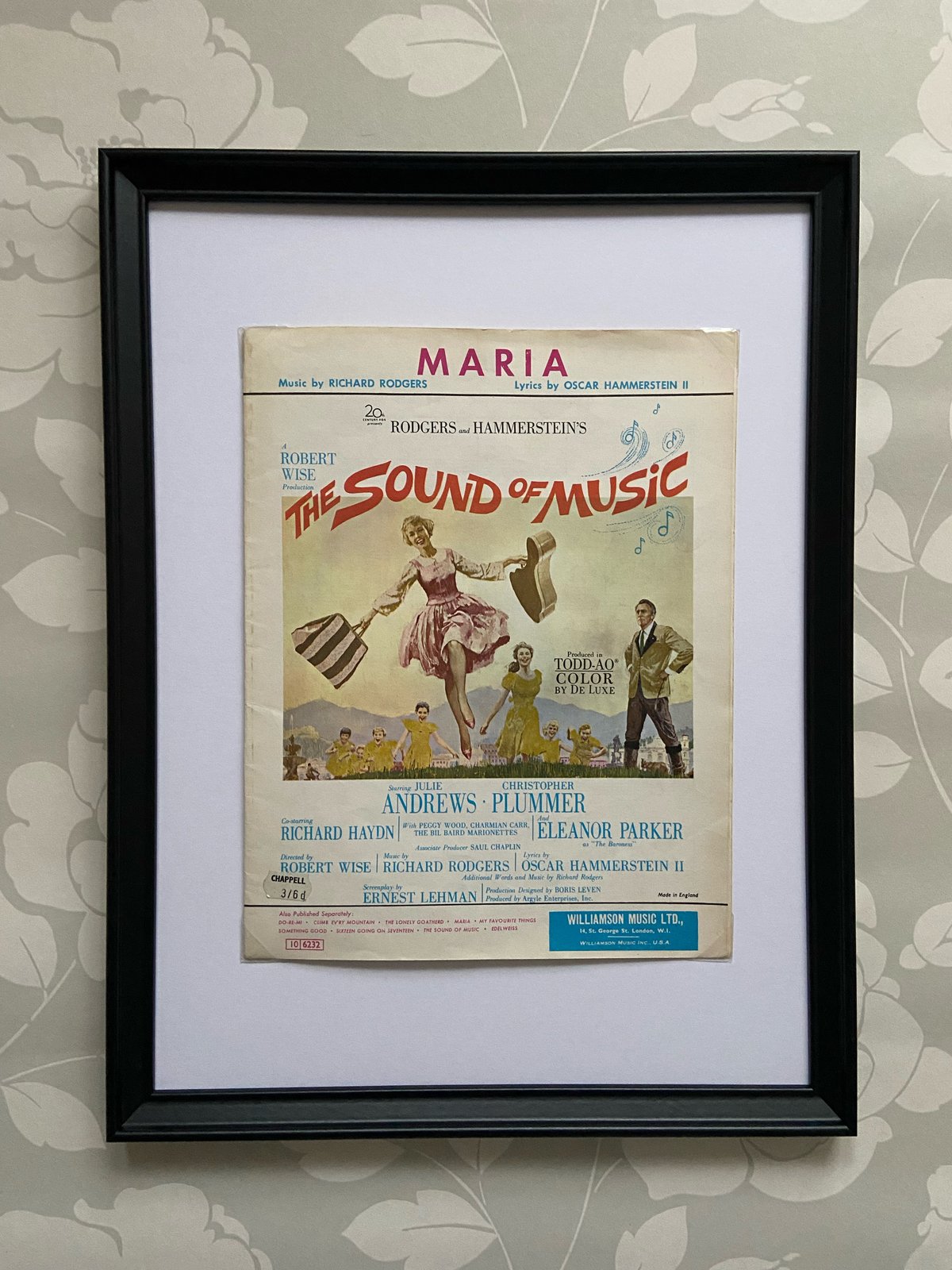 Maria from The Sound of Music, framed 1960s vintage sheet music | Lorna ...