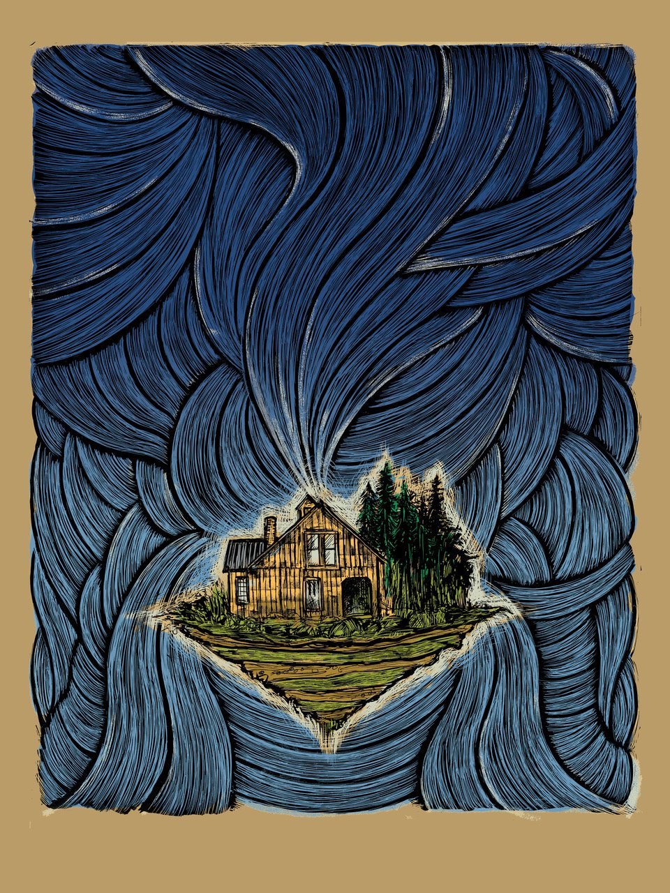 Divided Sky Brushed Gold Foil edition | Ground Up Press: Artwork by Dan ...