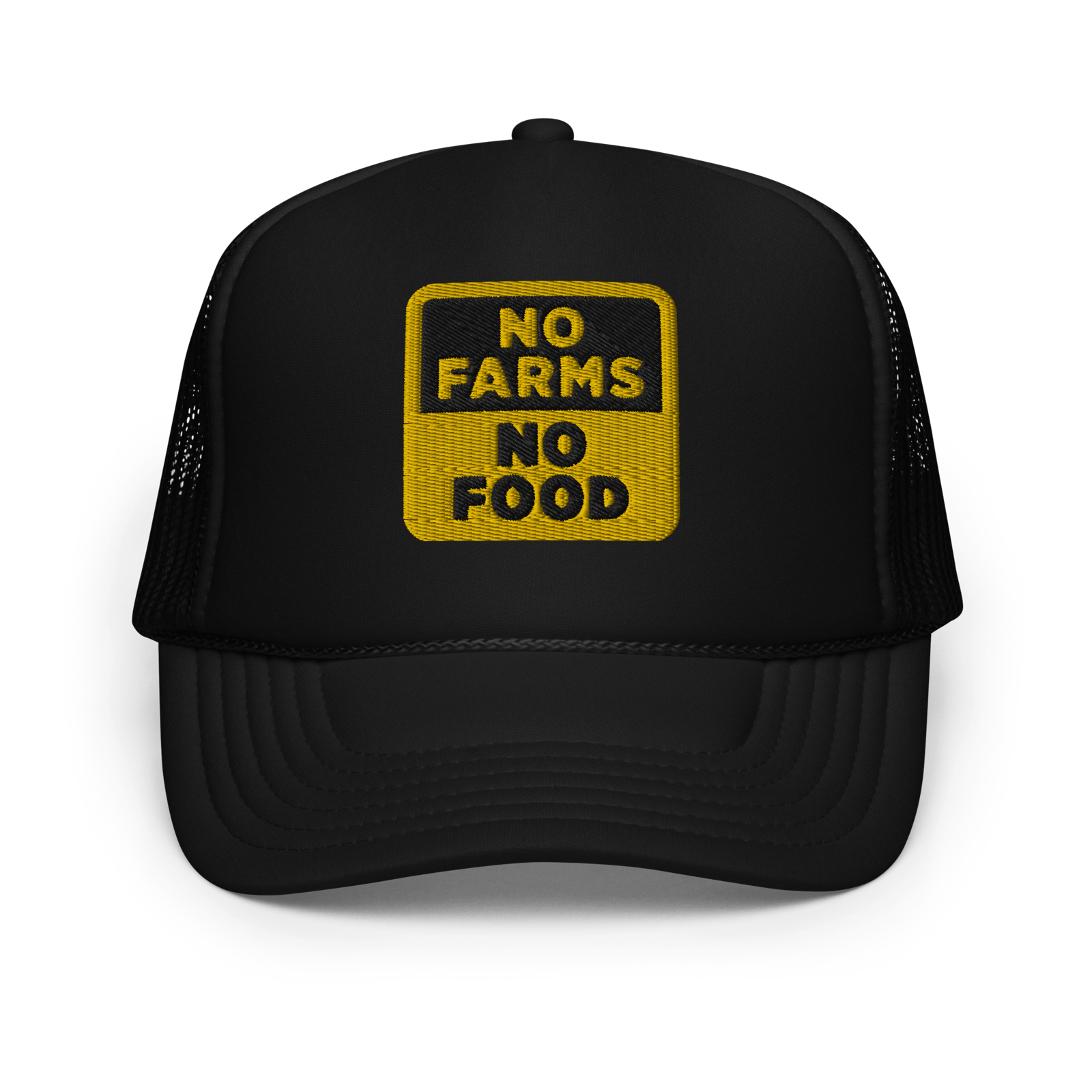 'No Farms, No Food' Trucker Hat | Stop Solar Gear Store