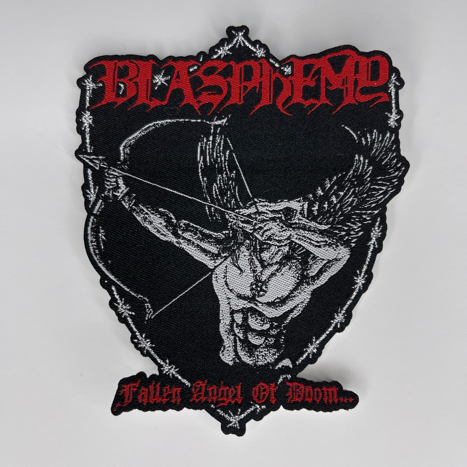 Blasphemy - Fallen Angel Of Doom... *SHIELD SHAPED* Small Woven Patch ...