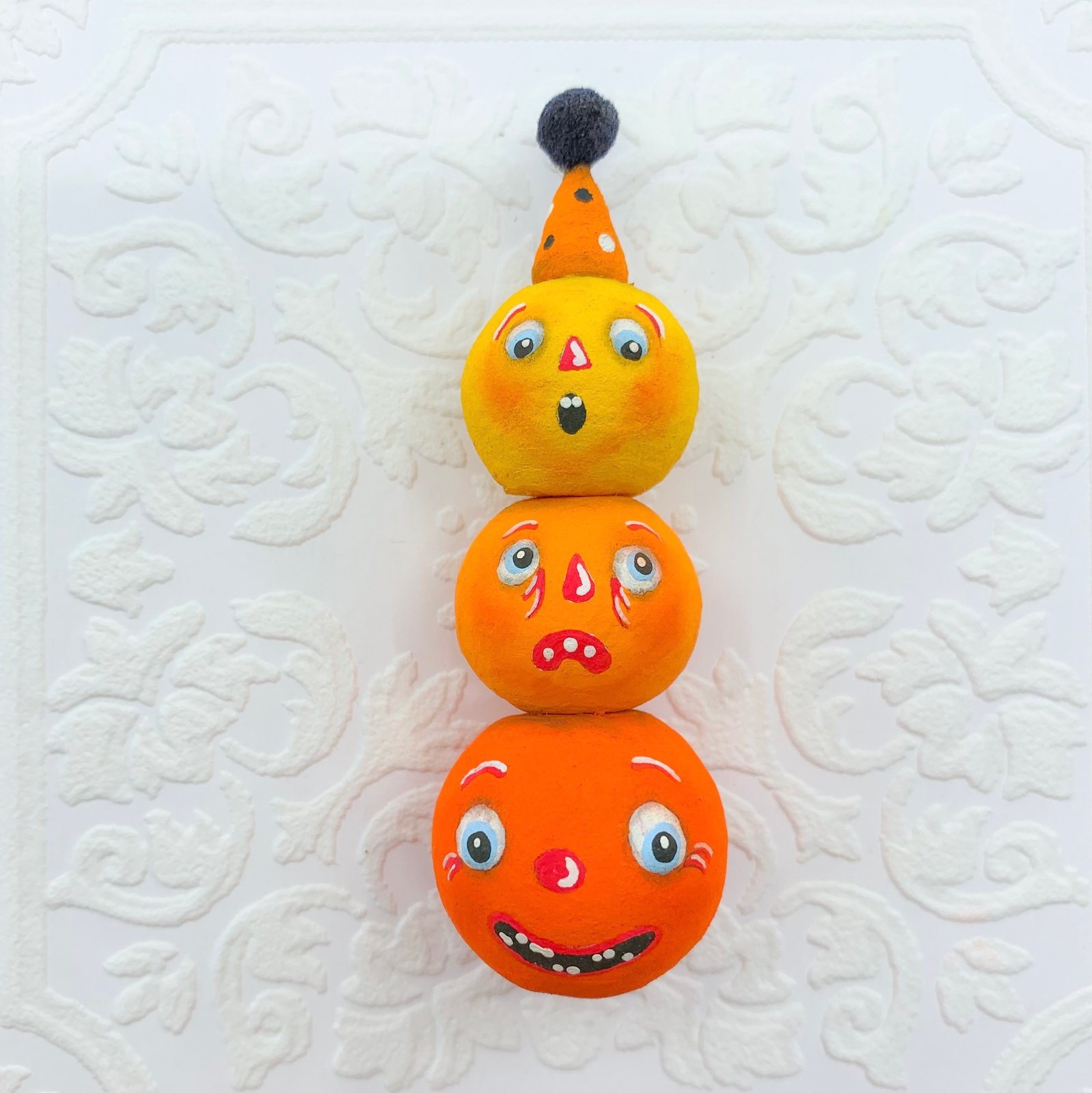 Colorful Triple Jack O' Lantern Stack | Spun Cotton Ornament Co.