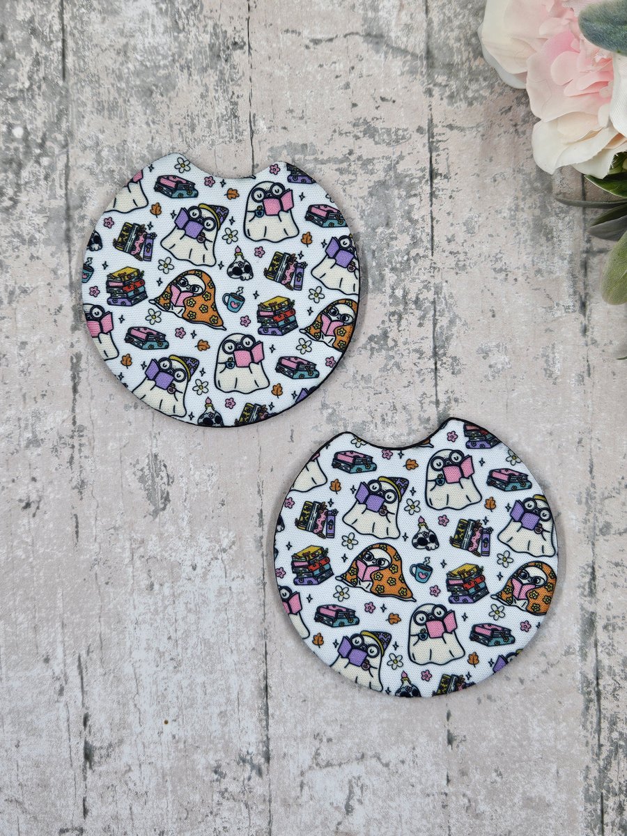 Book Ghost Car Coasters - 2 pack | Craft Cut