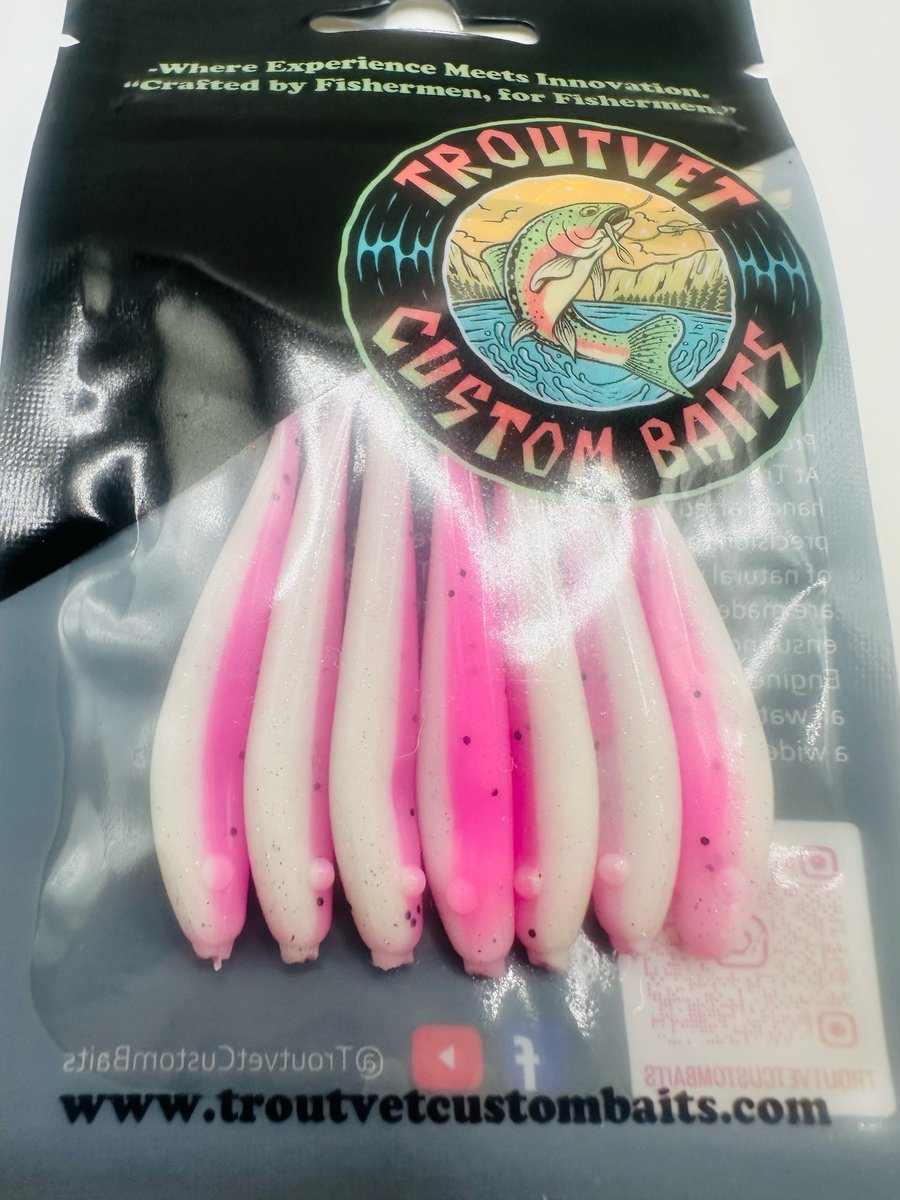Pink White Silver Pearl Minnow 7 pcs | Troutvet Custom Baits