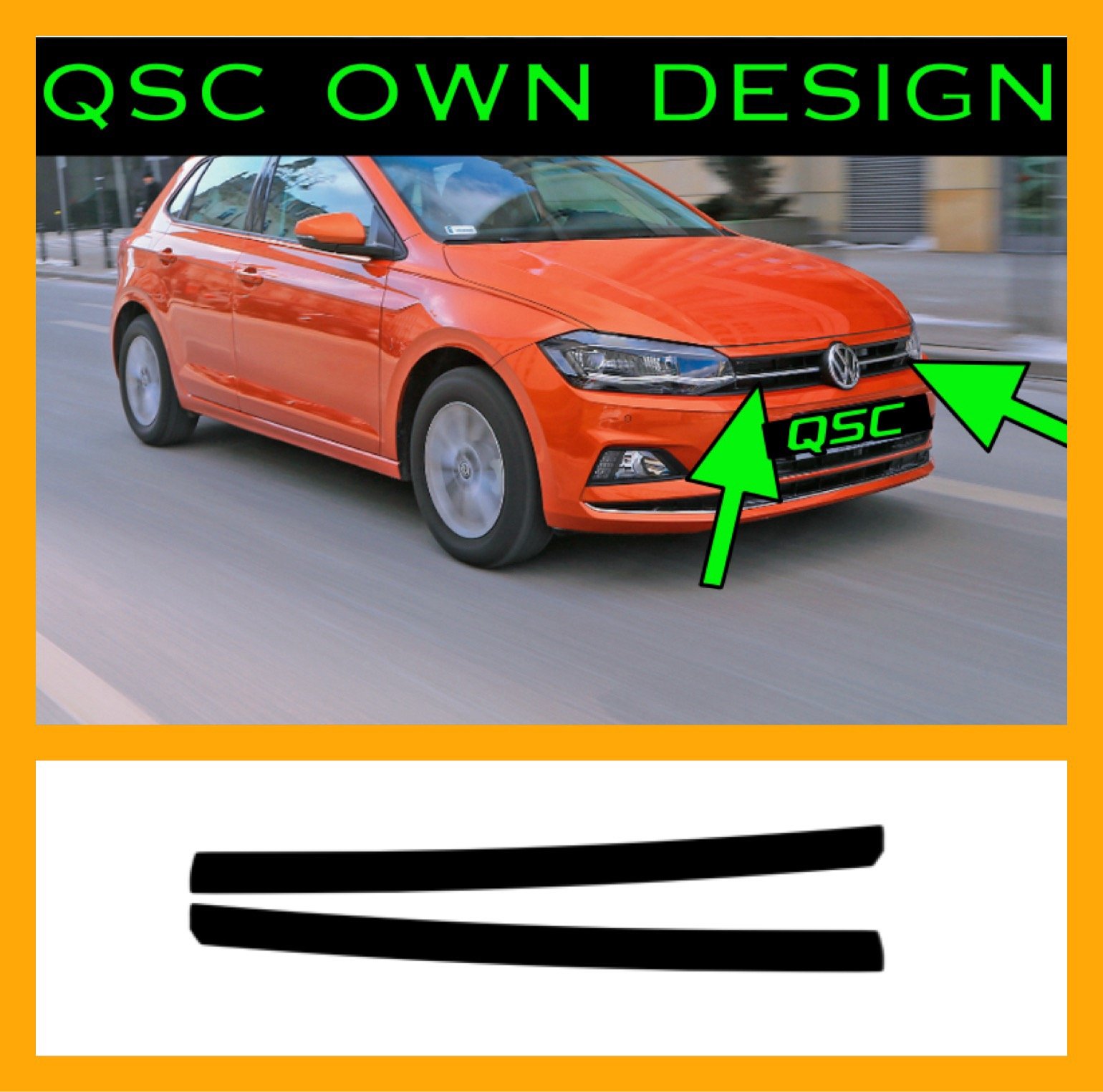 X2 Vw Polo Aw Front Dechrome Strips | QsCustom
